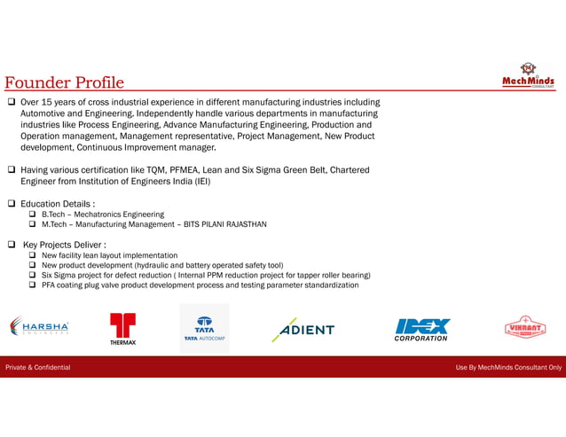 MechMinds: Leading OpEx, Lean, TPM, EH&S, and ZED Consulting Expertise | PPT