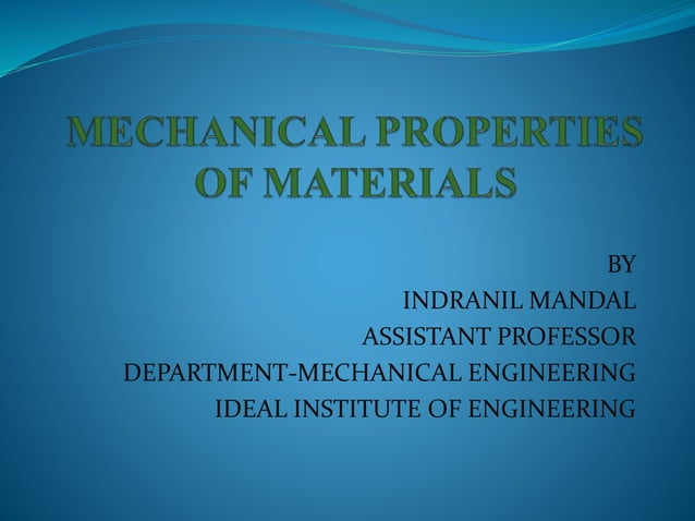 Mechnical properties of Materials | PPT