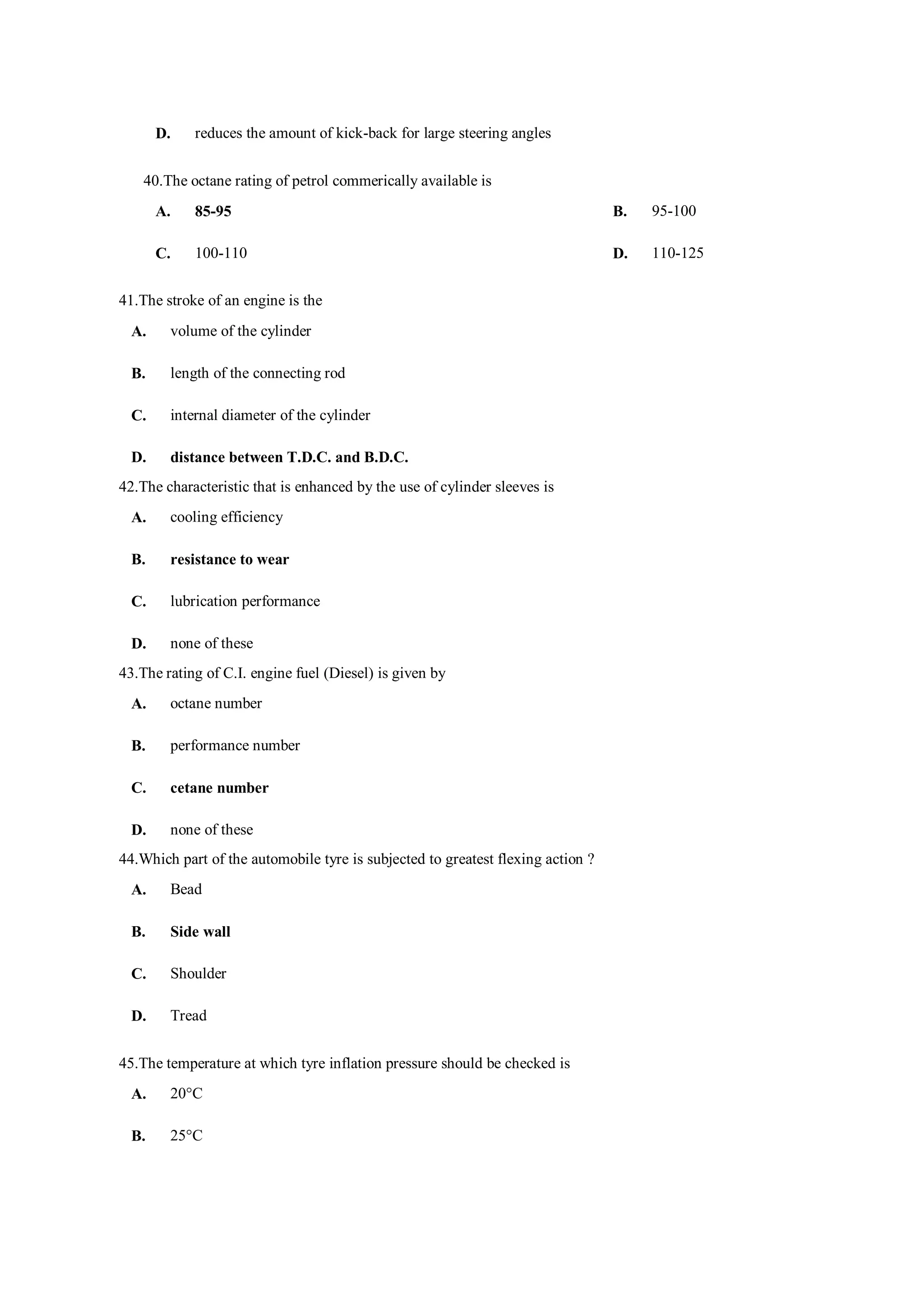 Mechanical objective questions | PDF
