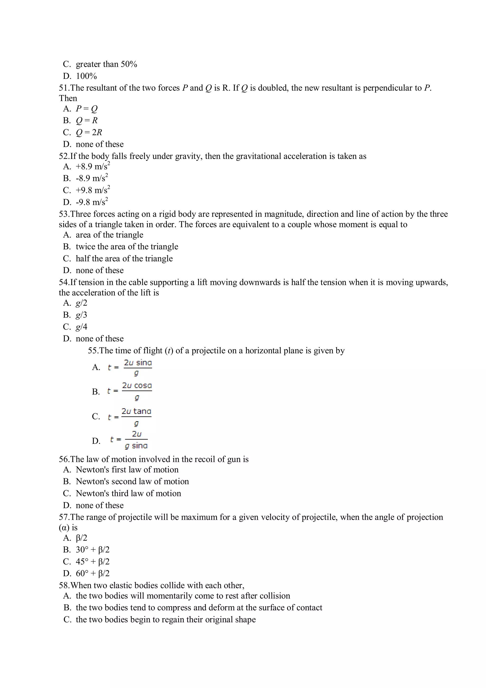 Mechanical objective questions | PDF