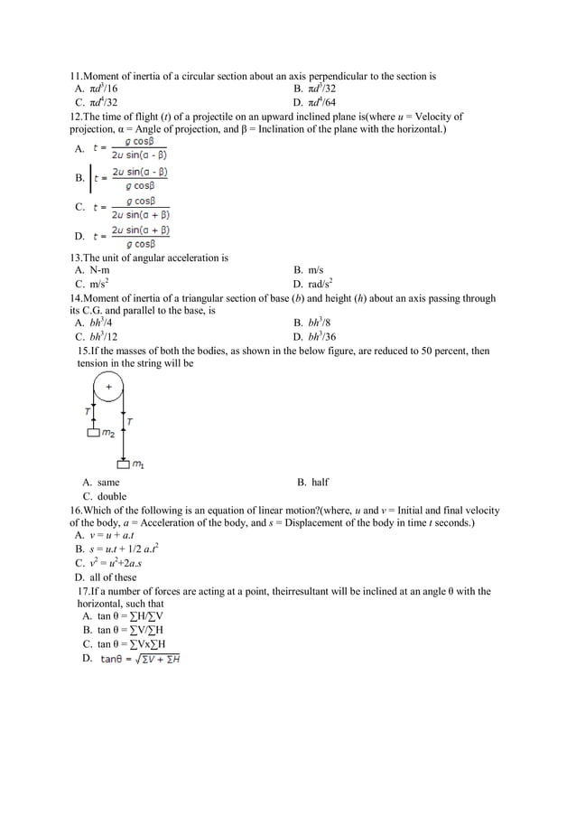 Mechanical objective questions | PDF