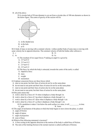 Mechanical objective questions | PDF