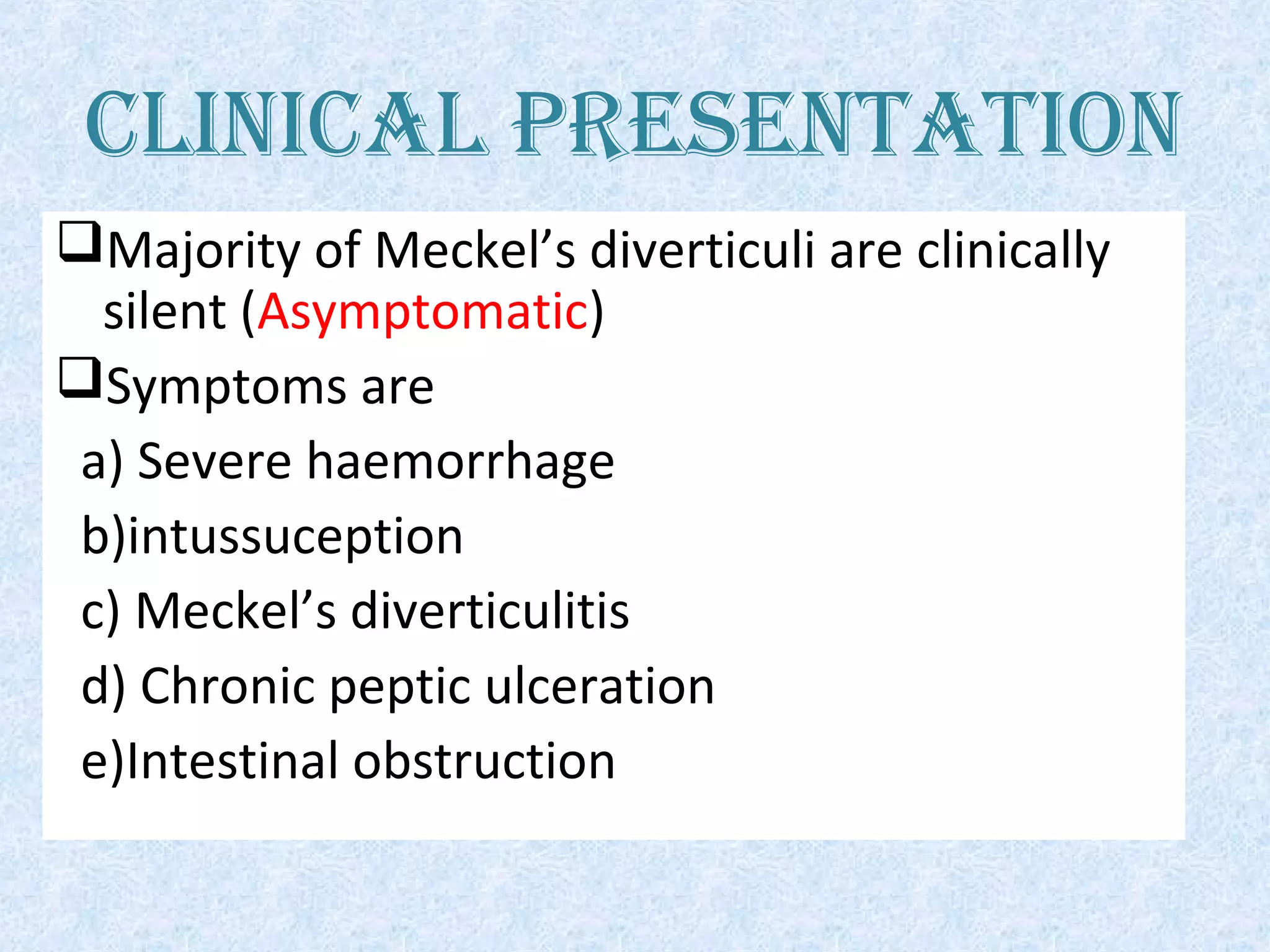 Meckel’s diverticulum | PPT