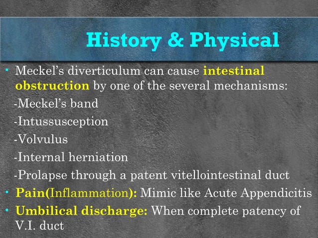 Meckel's Diverticulum - Pediatric Surgery | PPT