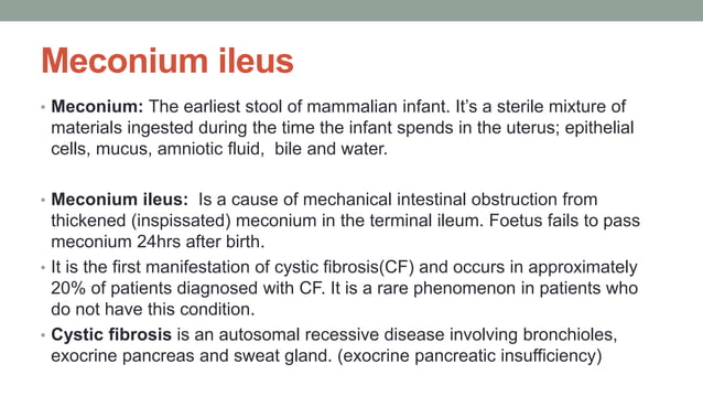 Meconium Ileus And Peritonitis Pptx