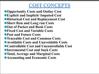 Managerial Economics Cost PPT | PPTX
