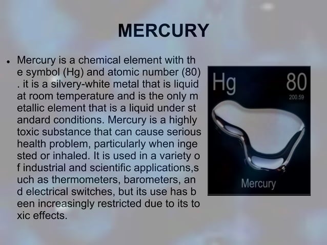 MECURY PowerPoint Presentation .pptx | Chemistry | Science