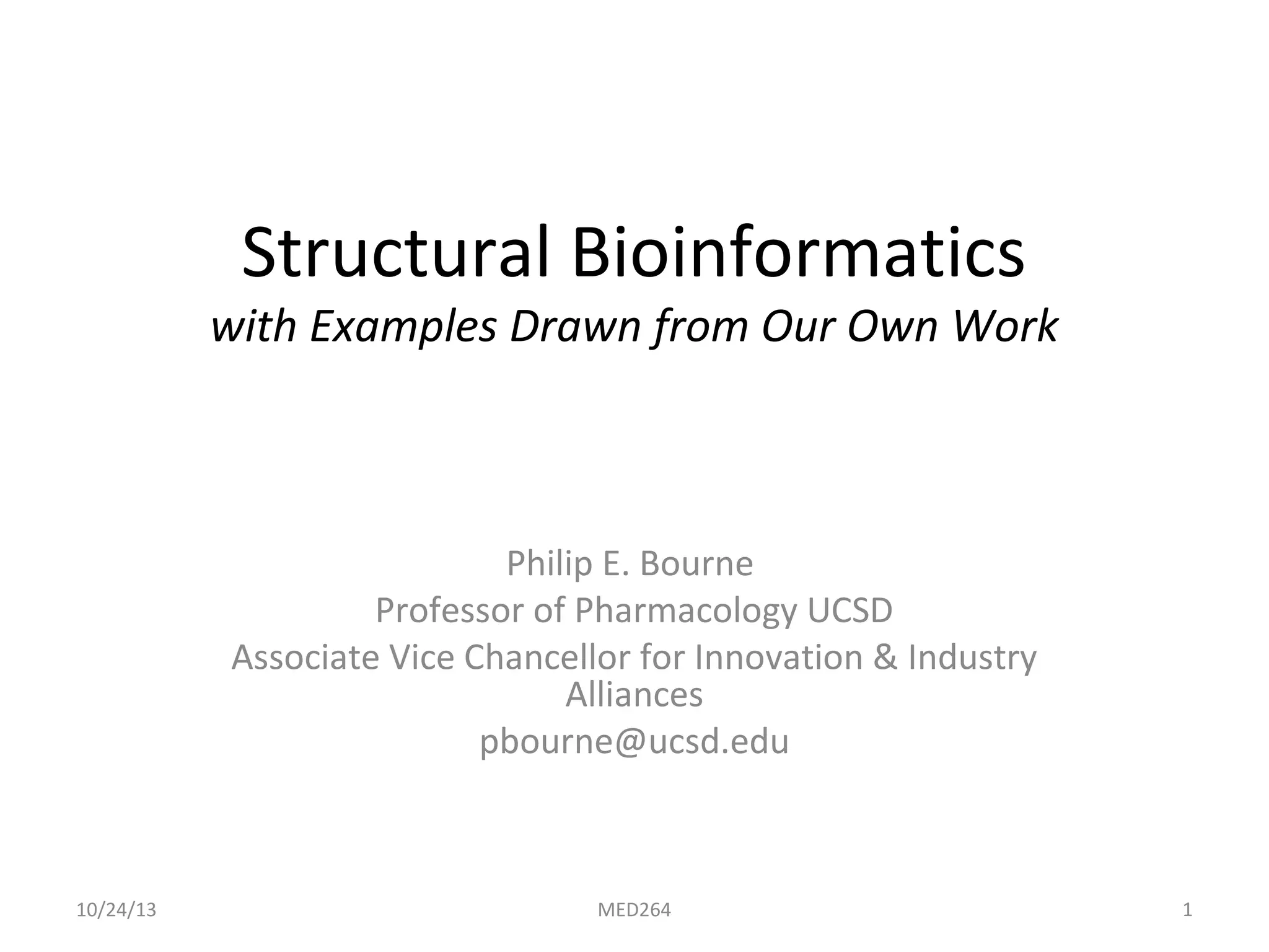 Med264 Structural Bioinformatics | PPT