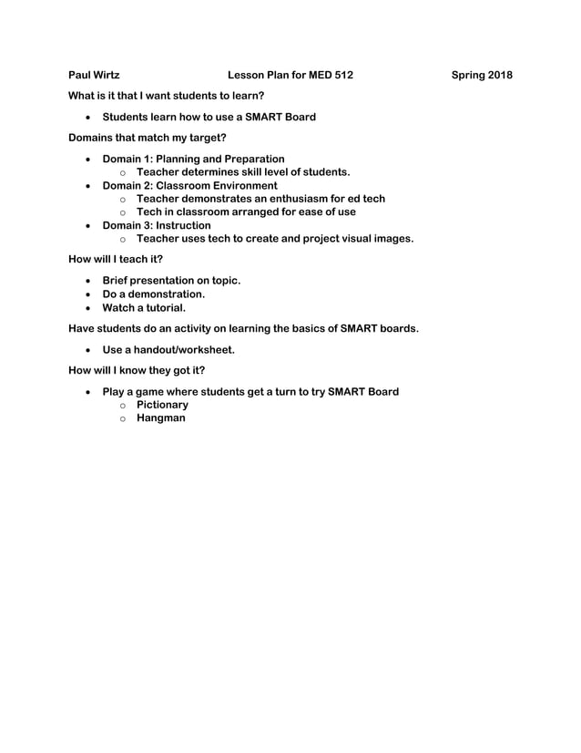 Med 512 lesson plan | PDF