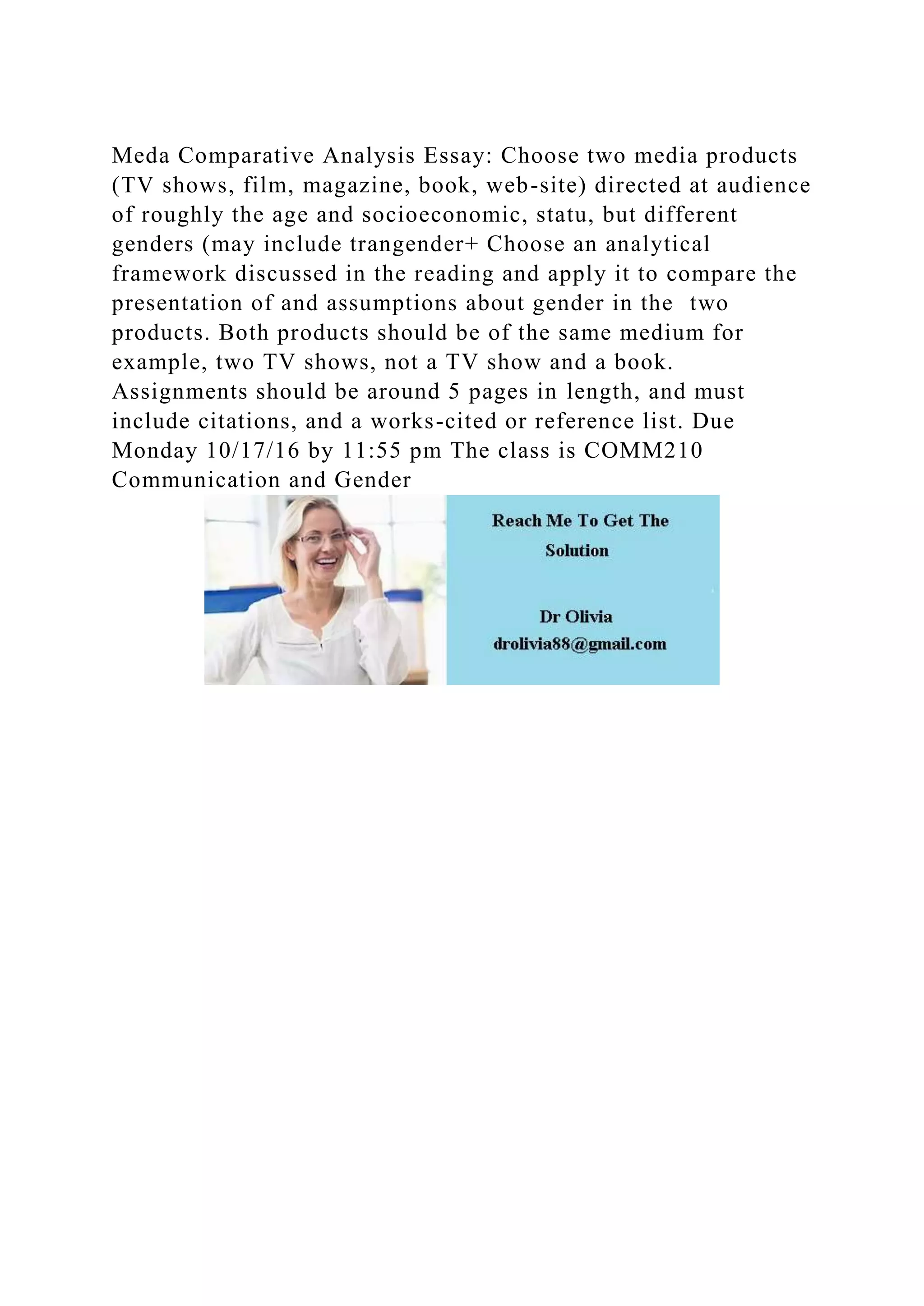 Meda Comparative Analysis Essay Choose two media products (TV shows.docx