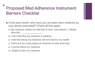 Medication Adherence Measure Update and Goals | PPT