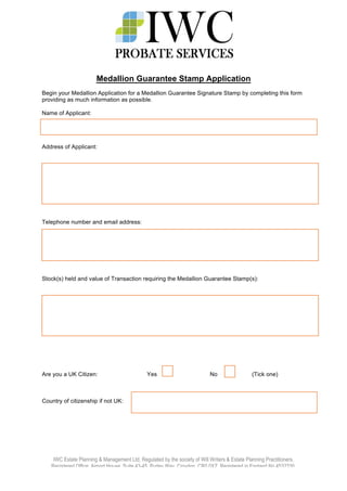 Medallion guarantee application form | PDF
