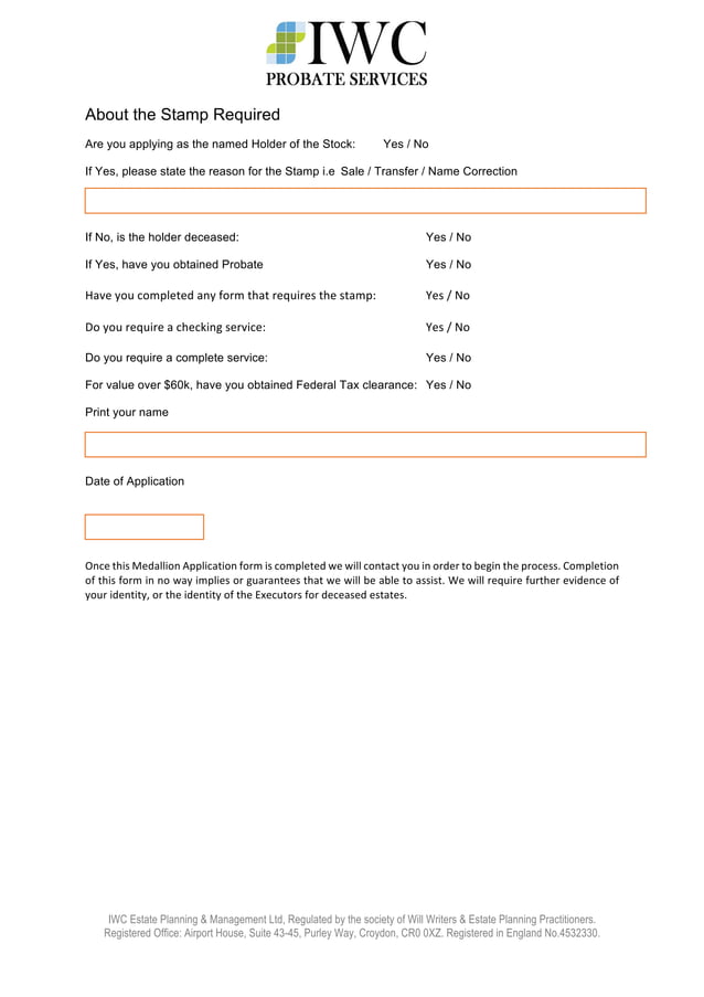 Medallion guarantee application form | PDF