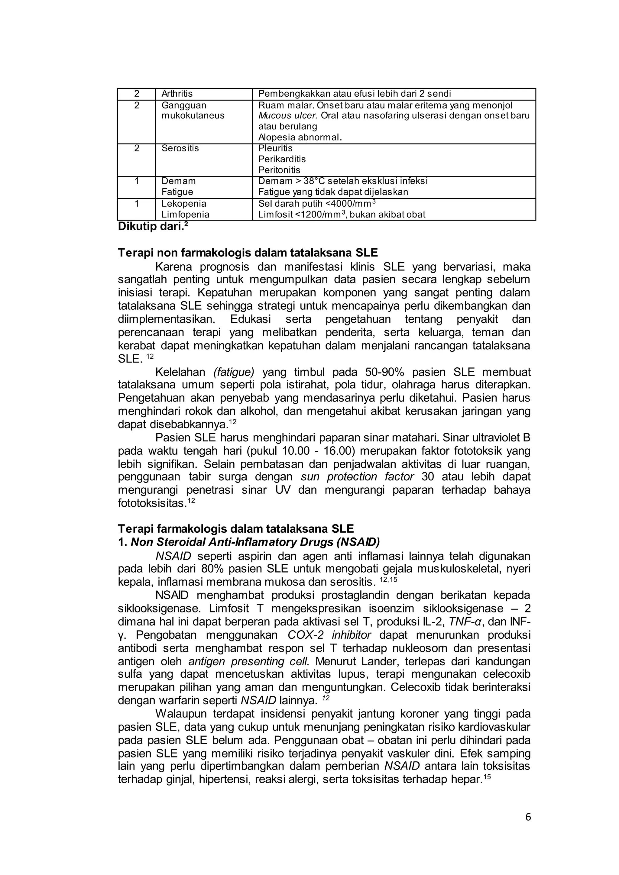 Penatalaksanaan Lupus Eritematosus Sistemik | DOCX