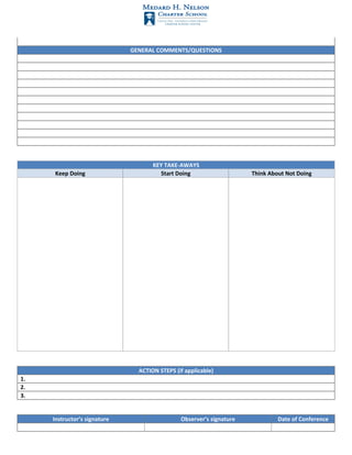 Medard h. nelson walkthrough observation notes | PDF