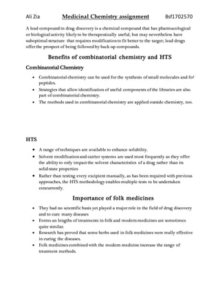 Medicinal chemistry | DOCX