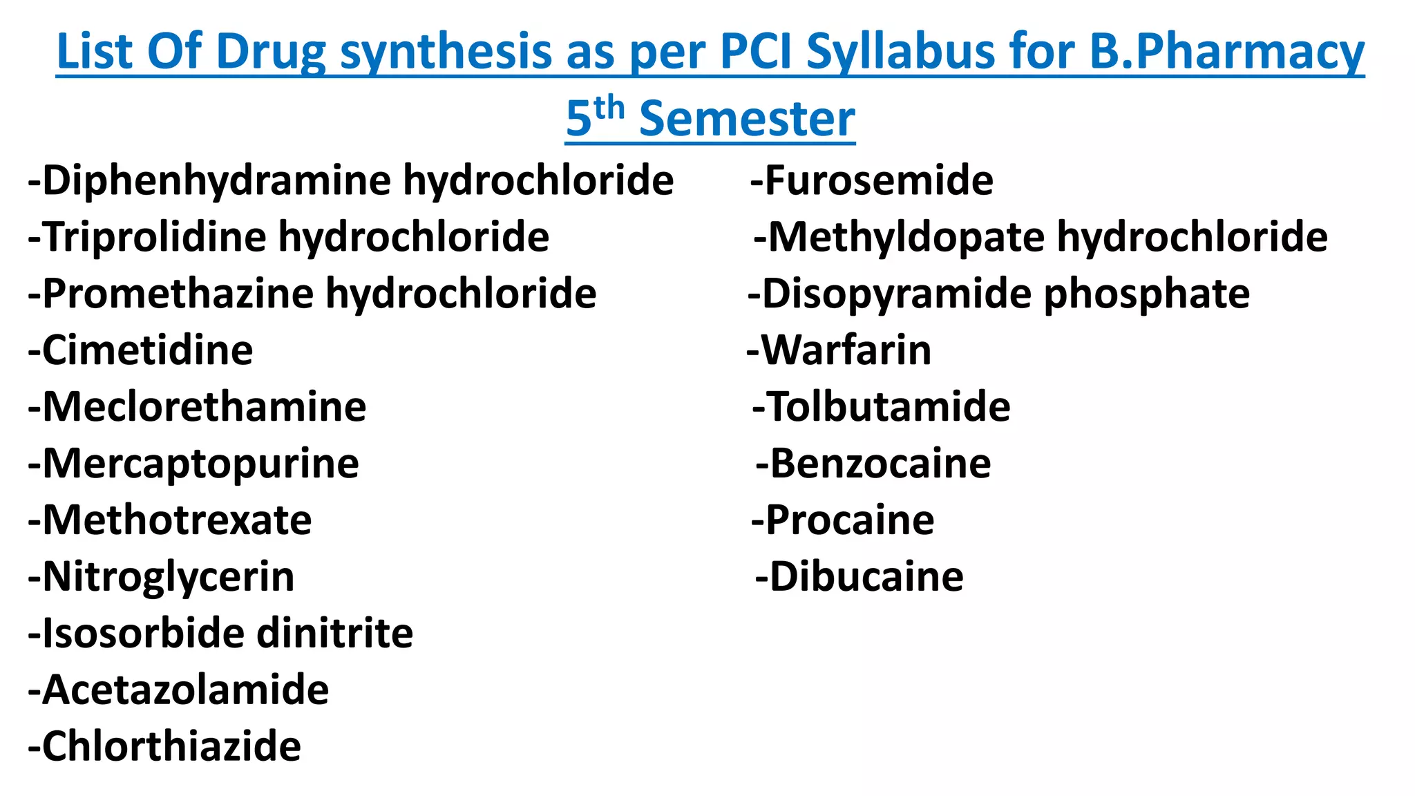 Medicinal chemistry 5 semester all synthesis | PPTX