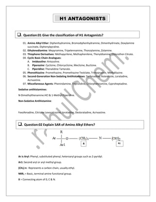 MedChem Assignments Histamine, H1, Proton Pump & Cancer (Rahul Pals) | PDF