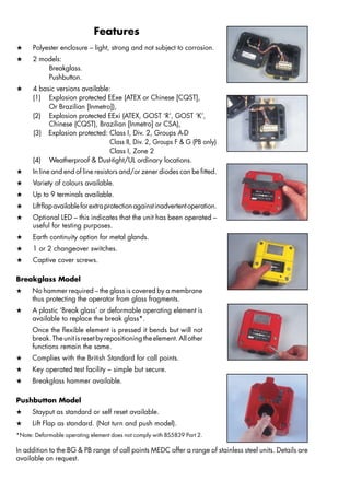 MEDC Manual Call Points & Break Glass Units for Hazardous Areas | PDF