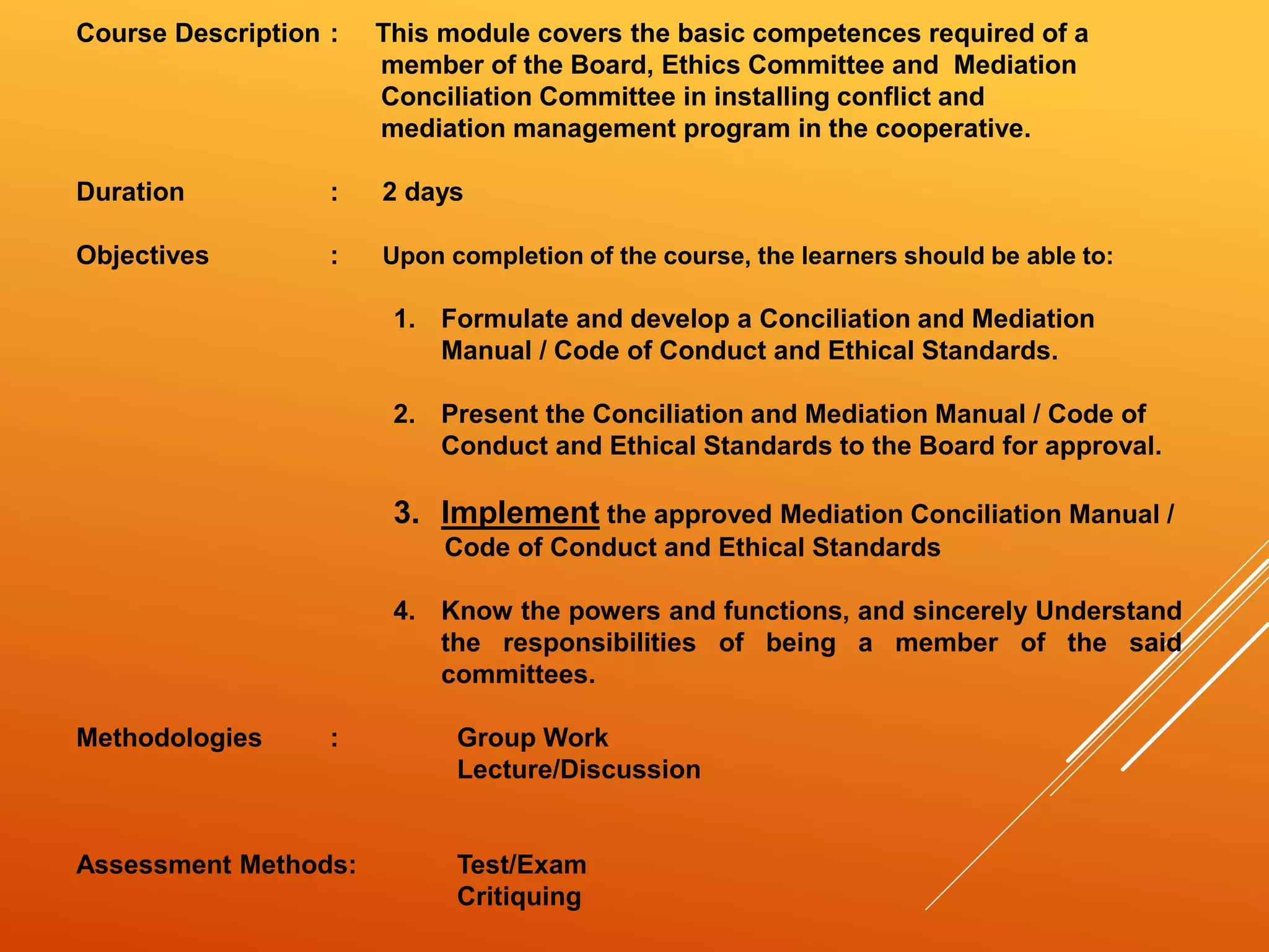 Mediation and Conciliation Process for Co-ops | PPTX