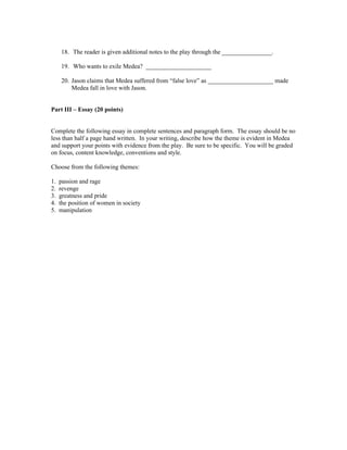 Medea test | DOC | Sci-fi and Fantasy | Hobbies & Interests