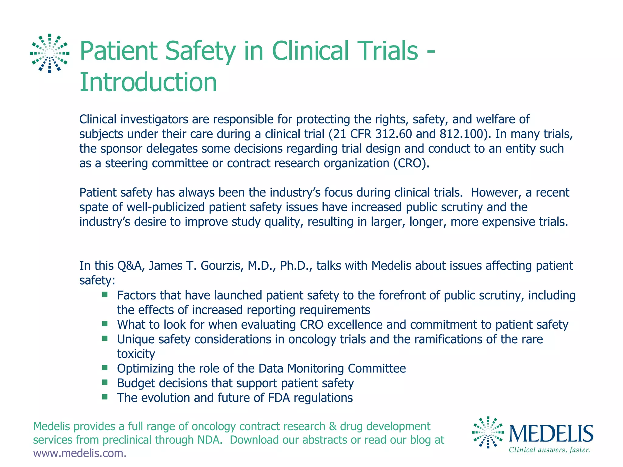 Patient Safety in Clinical Trials | PPT