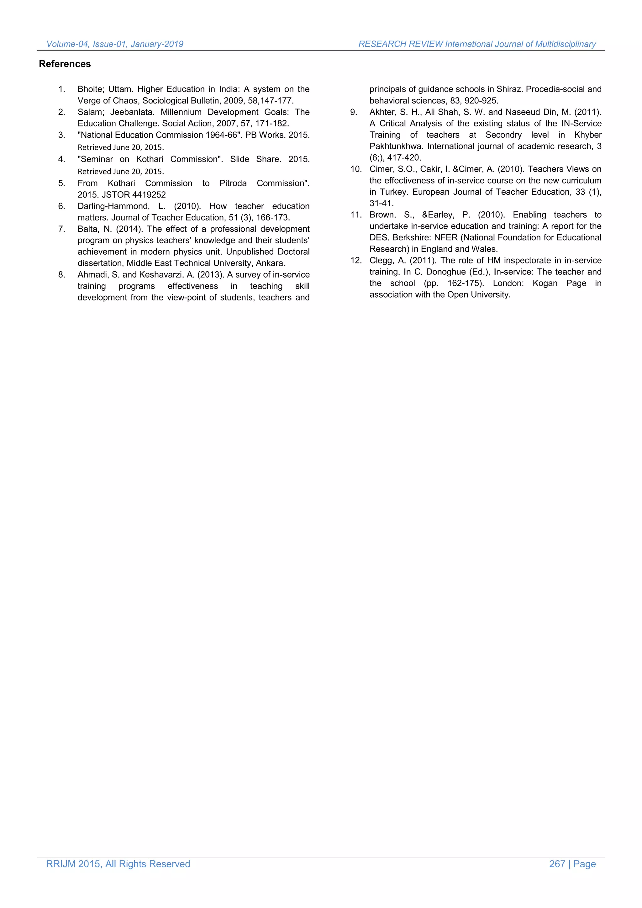 Analyzing the Effectiveness of In-Service Training (Inset) and Its ...