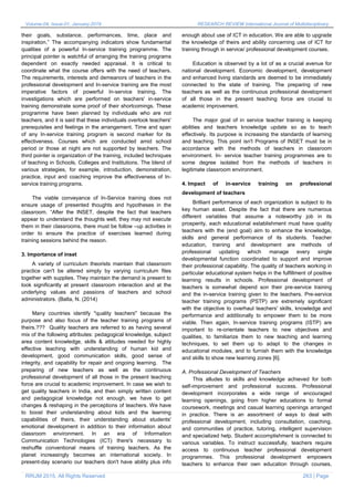 Analyzing the Effectiveness of In-Service Training (Inset) and Its ...