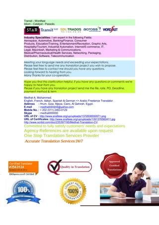 Medhat translation cv | DOC | Desktop Publishing | Computer Software ...
