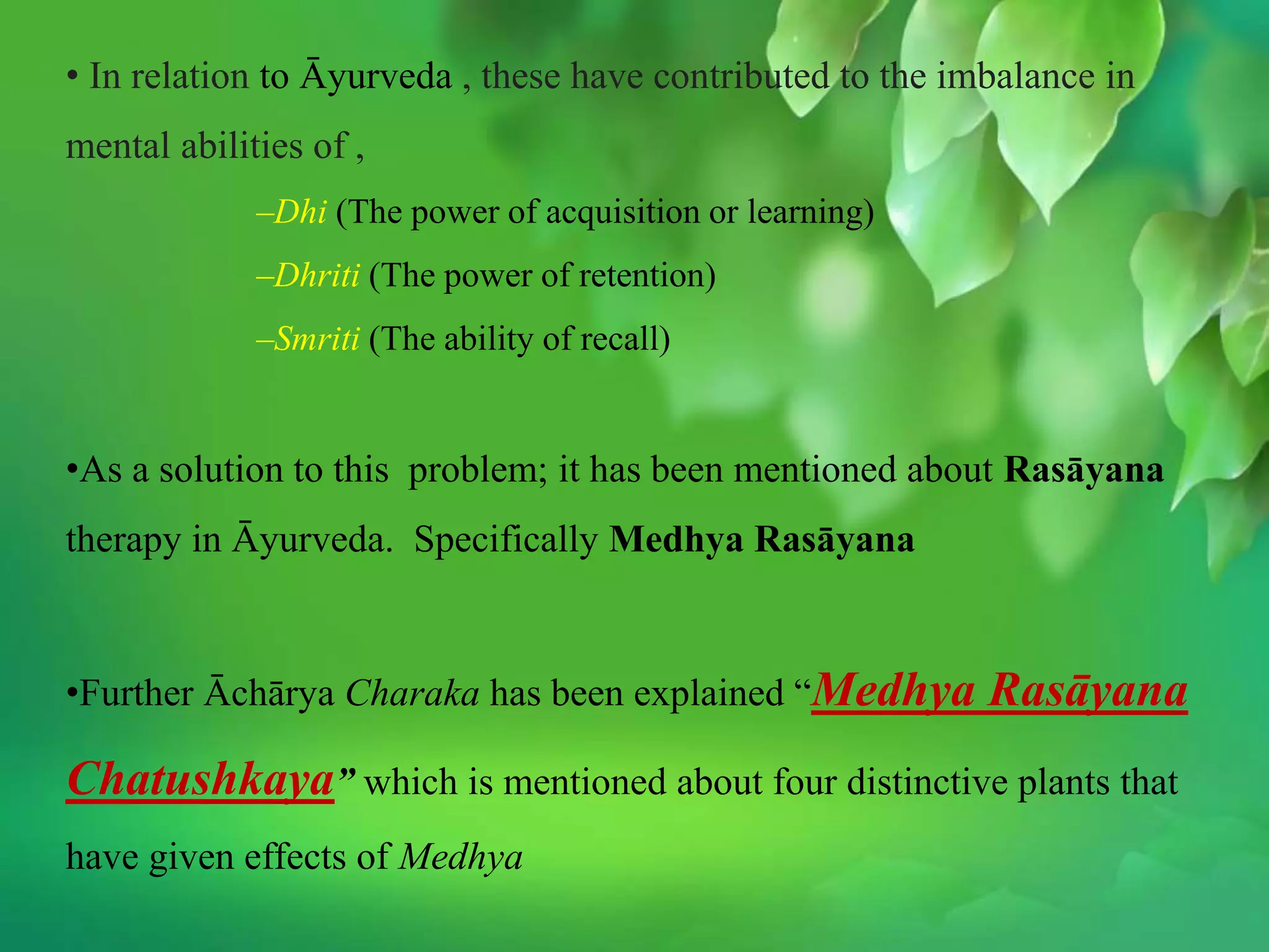 Medhya Rasayana Chathuskaya | PPTX | Hinduism | Religion & Spirituality