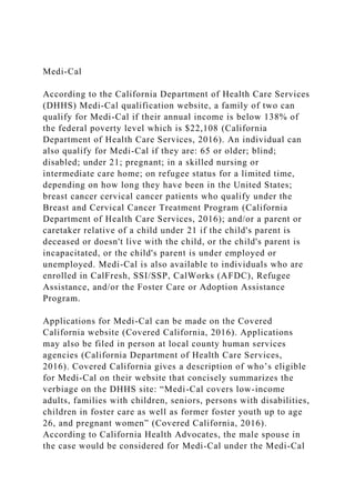 Medi-Cal According to the California Department of Health Care.docx