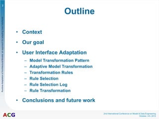 MEDI'2012: Runtime Adaptation of Architectural Models: an approach for adapting User Interfaces ...