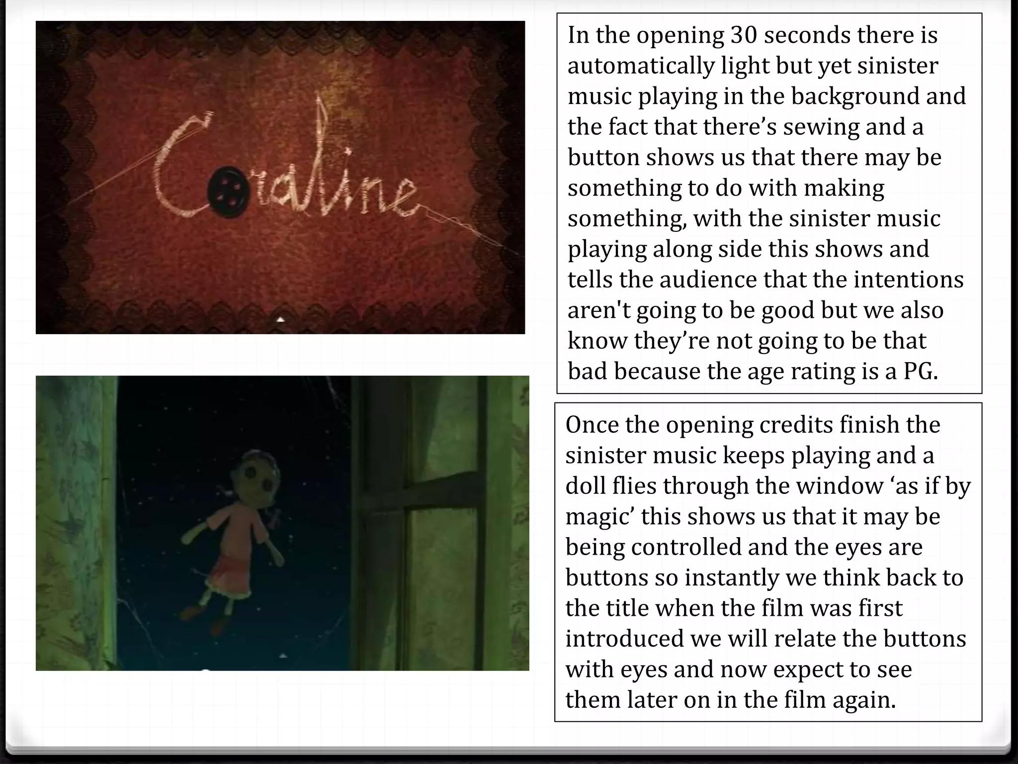 Opening sequence analysis on Coraline | PPTX