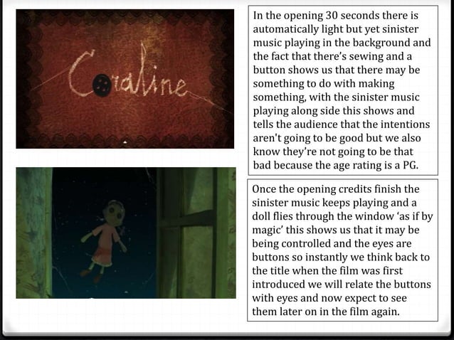 Opening sequence analysis on Coraline | PPTX