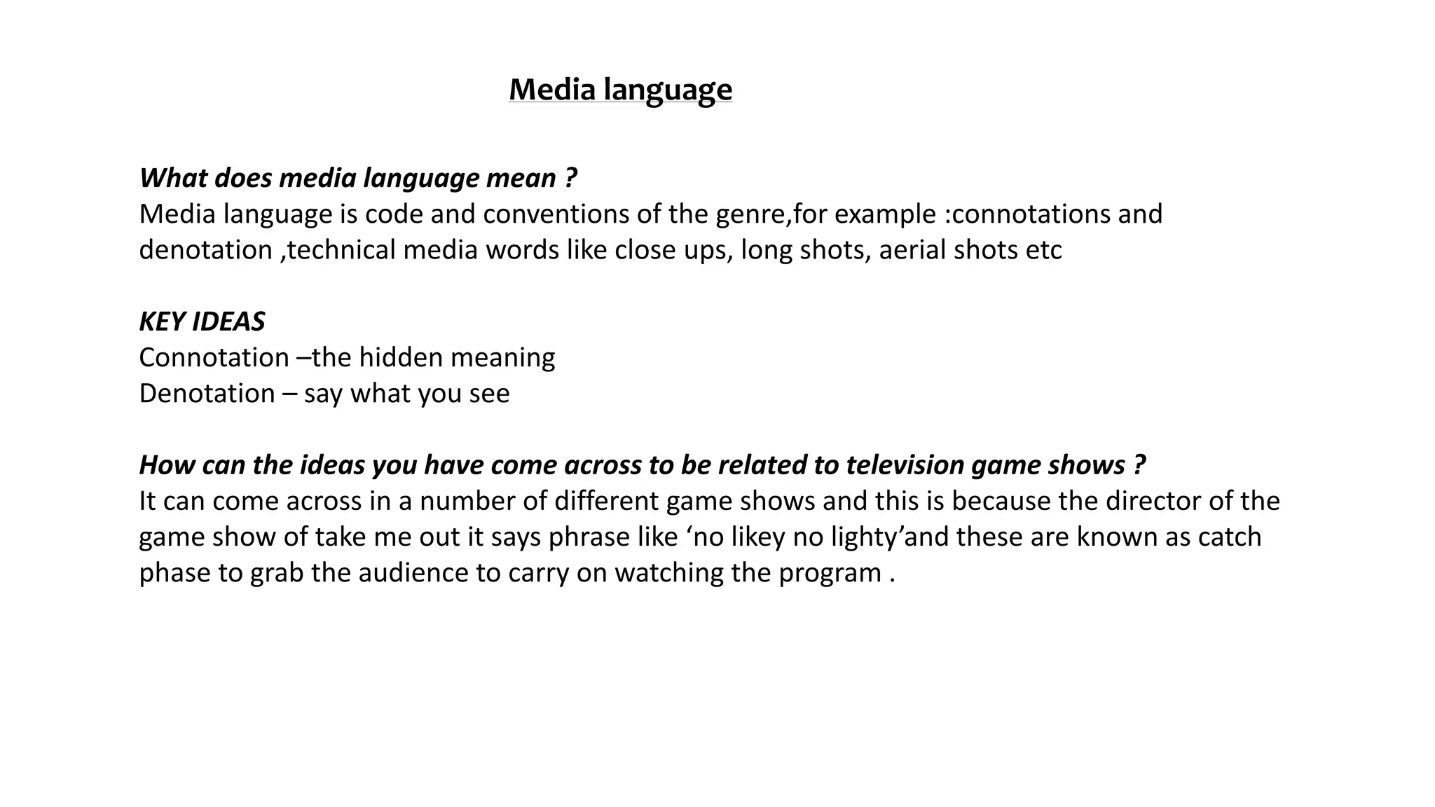 Media representation and media language | PPTX