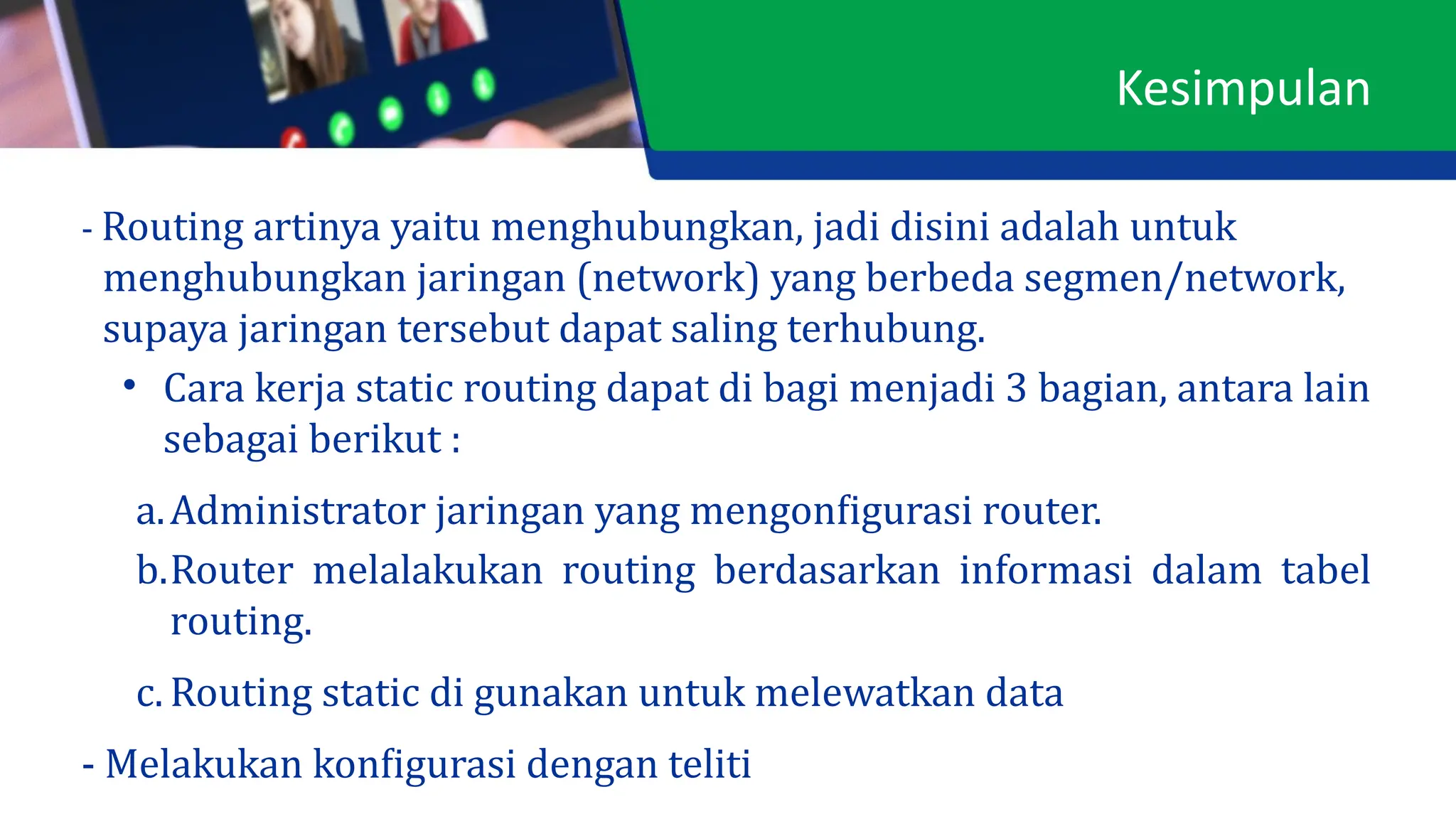 MATERI ADMINISTRASSI INFRASTRUKTURJARINGAN ROUTING STATIK | PPT