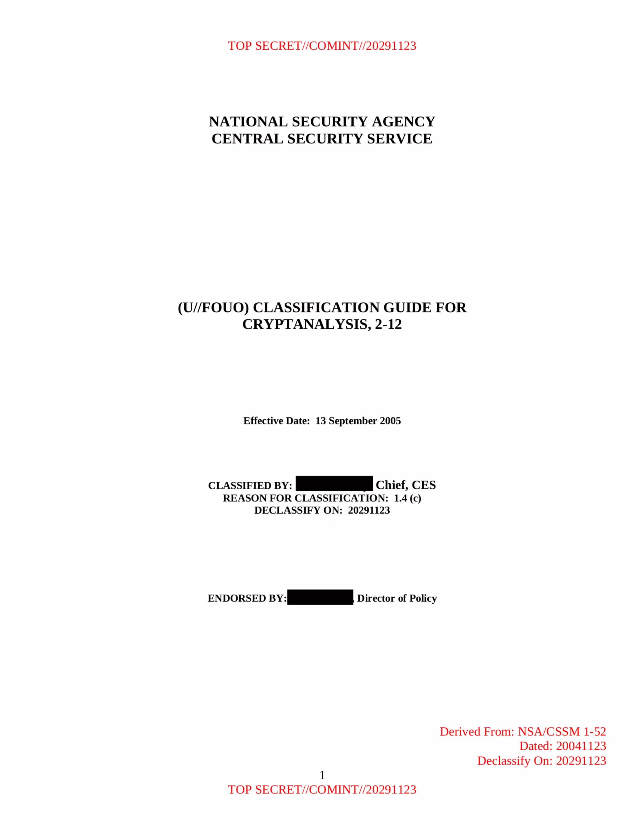 Media 35546 CLASIFICATION GUIDE NSA | PDF