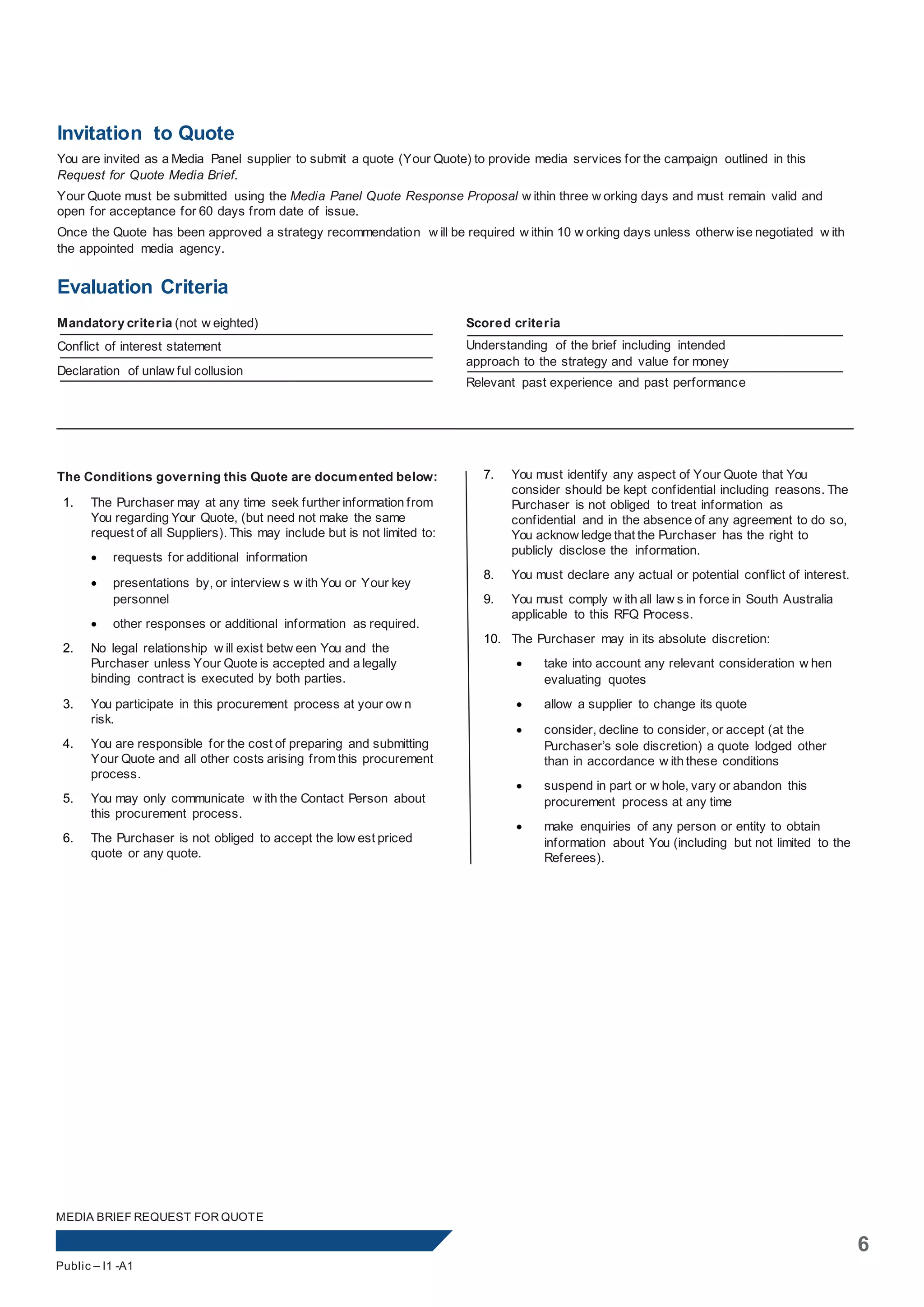 Media brief request for quote | DOCX