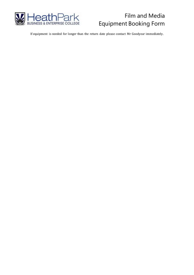 Media equipment-booking-form1 | DOCX | Cameras and Camcorders ...