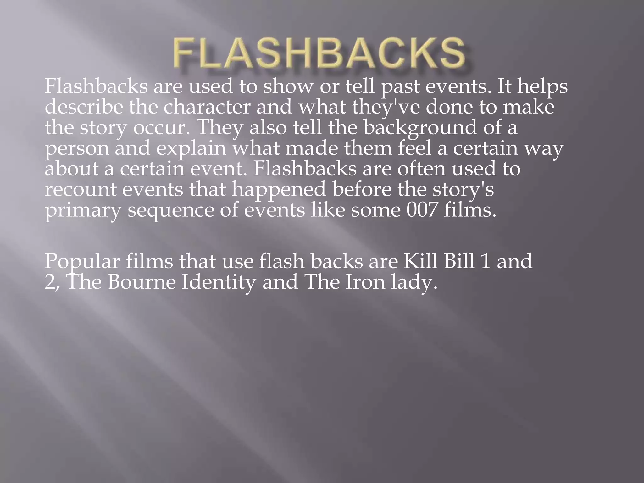 Media flashbacks, flash - forwards, point of view and repetition | PPTX