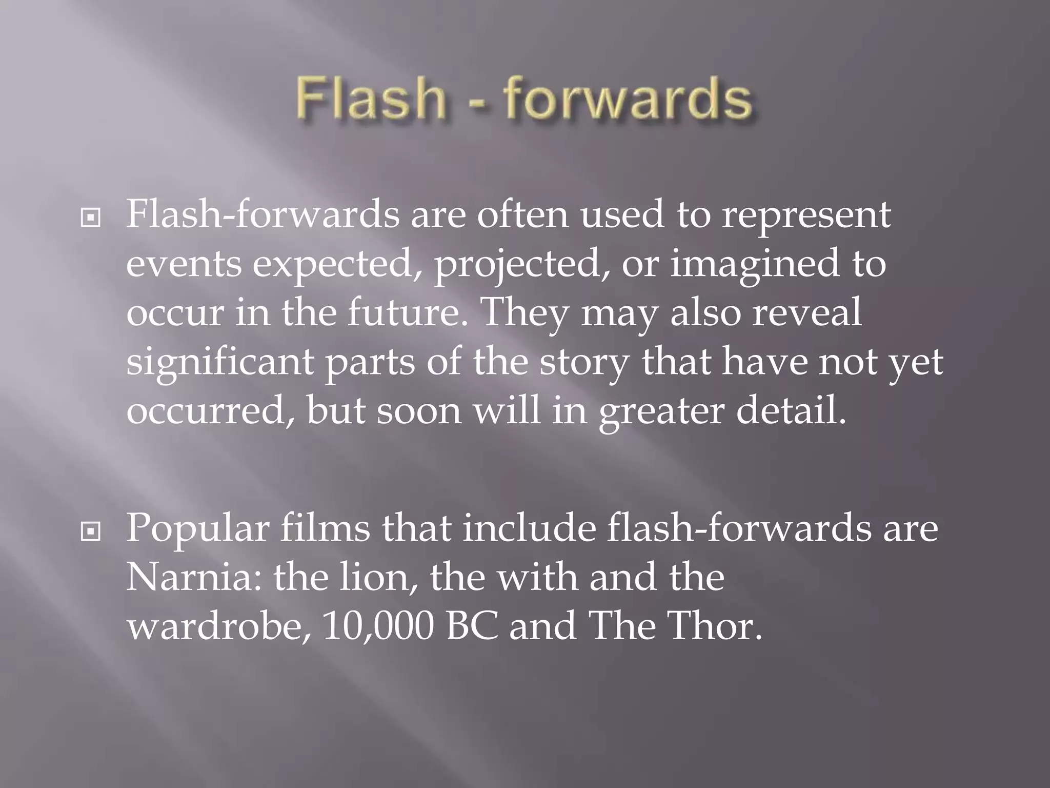 Media flashbacks, flash - forwards, point of view and repetition | PPTX