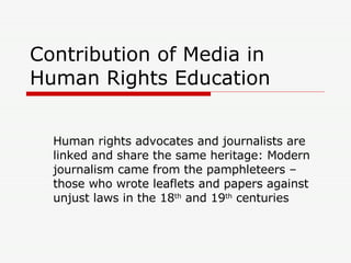 Media and Human RIghts Education | PPT