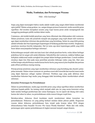 Media, Tembakau, dan Pertarungan Wacana | PDF