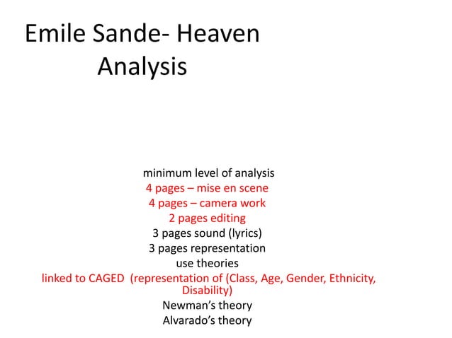 Media a2 emile sane heaven analysis | PPT