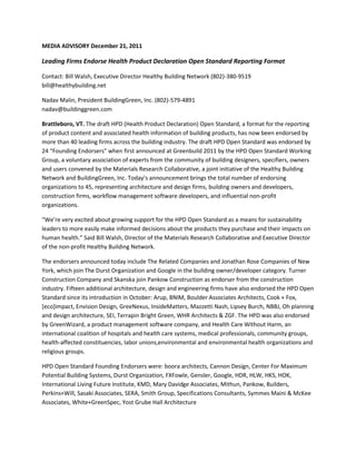 Health Product Declaration Open Standard | DOCX