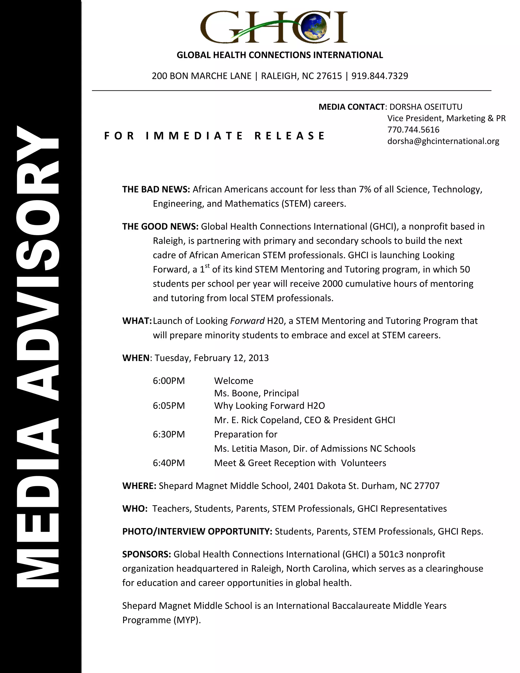 Media Advisory | PDF