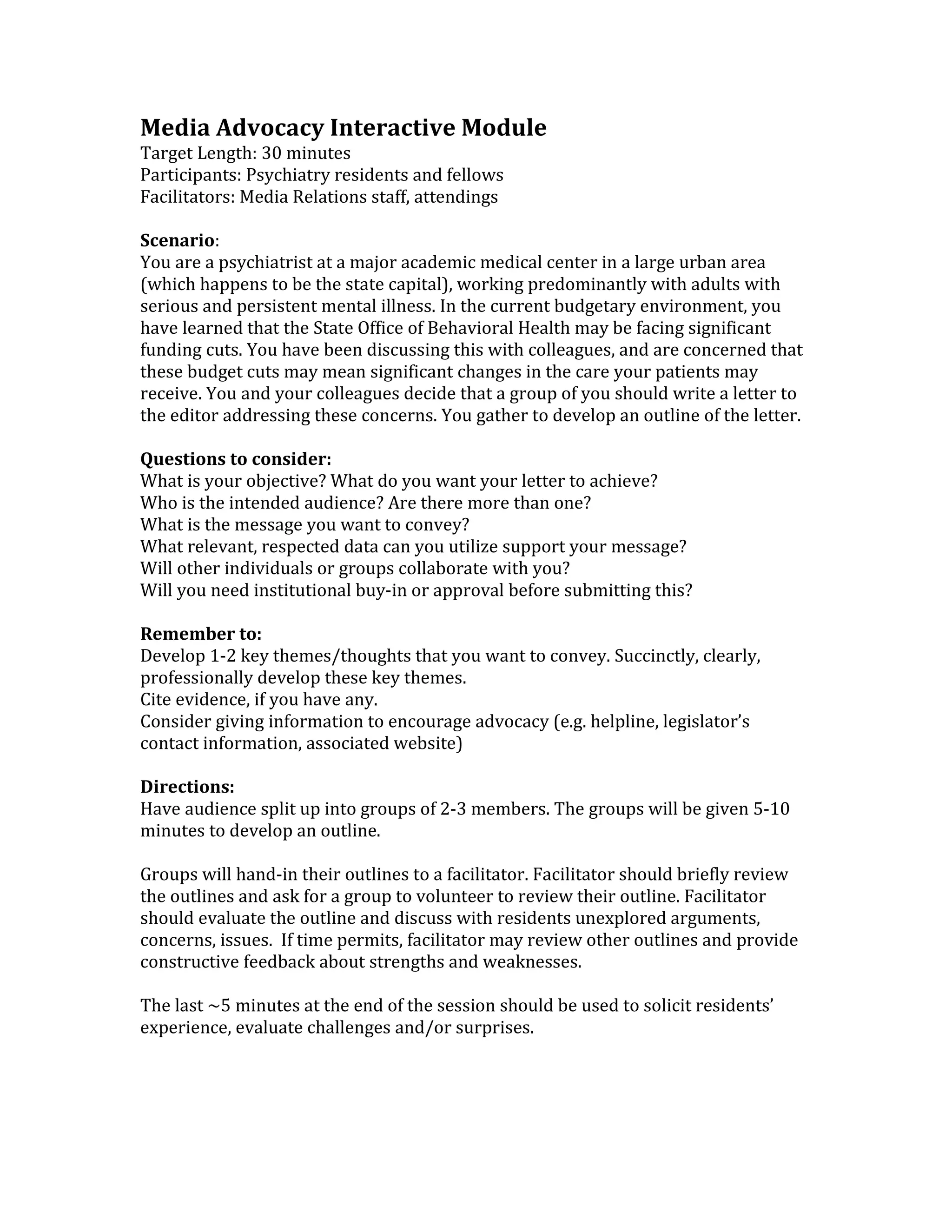 Media Advocacy Interactive Module - Letter to the Editor | PDF