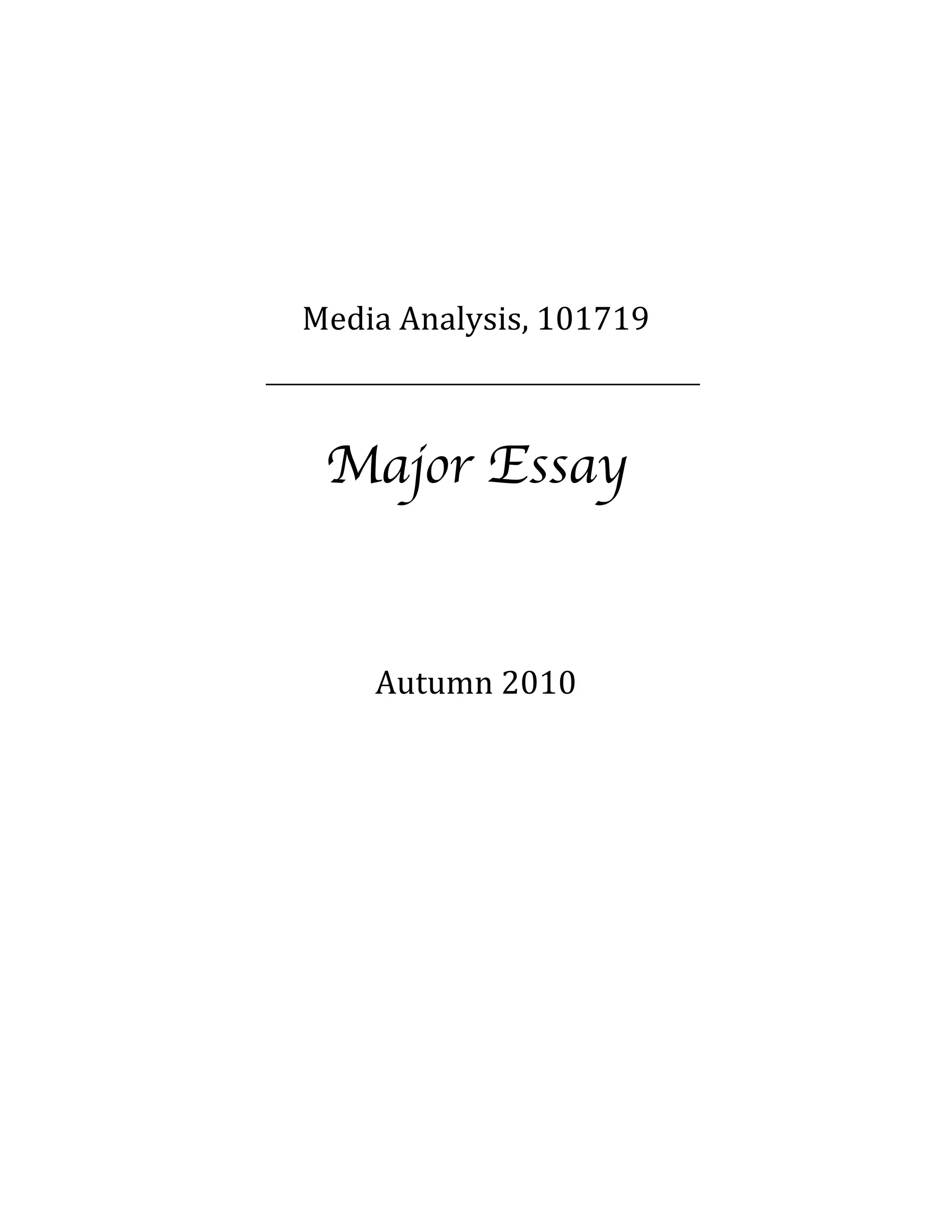 Media Analysis Essay | PDF