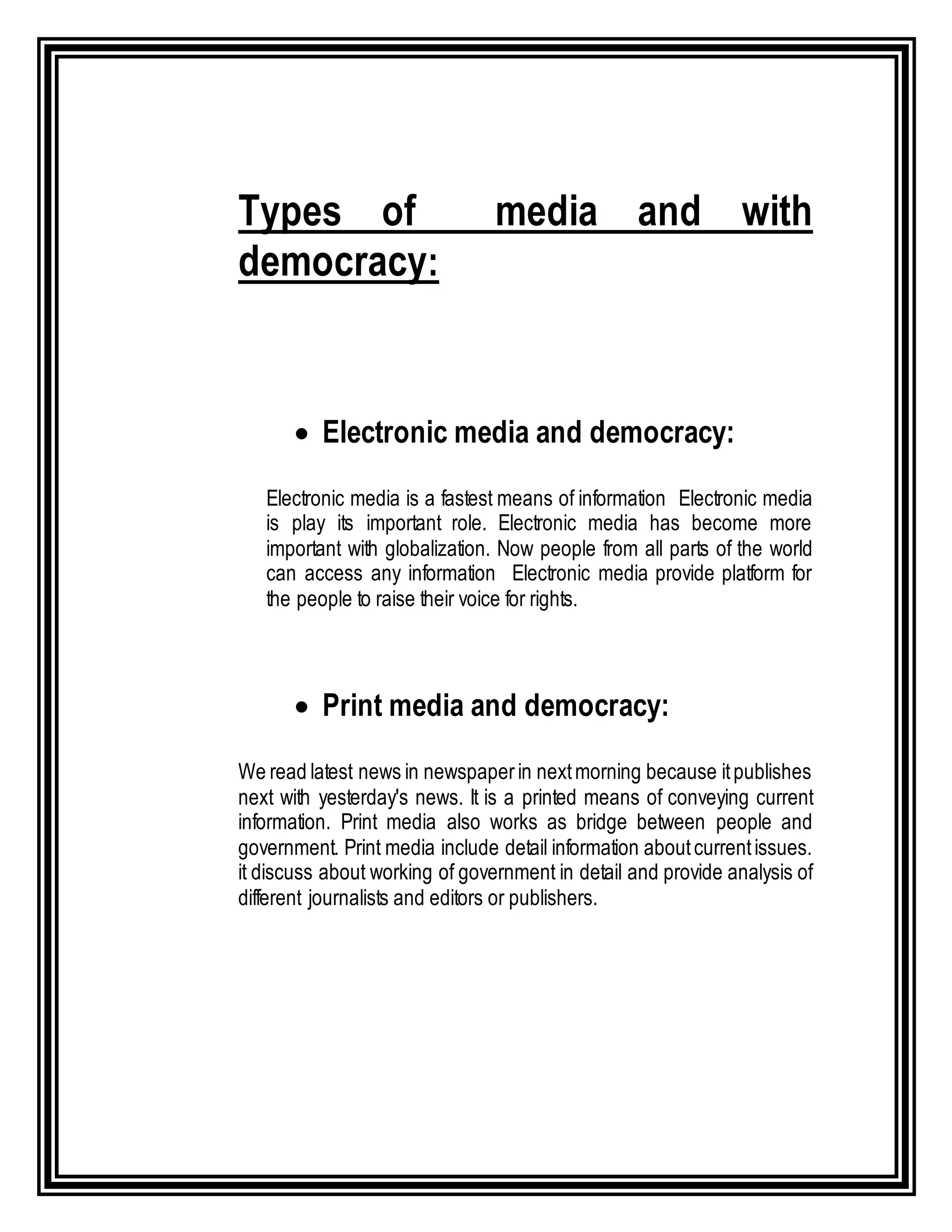 Media and democracy | DOC | Civic affairs | Politics