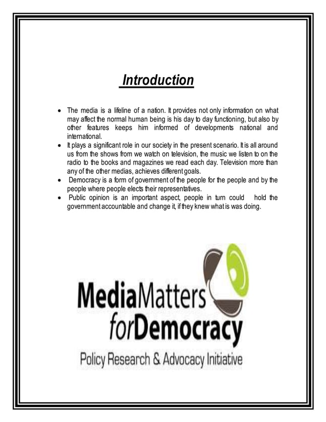 Media and democracy | DOC | Civic affairs | Politics